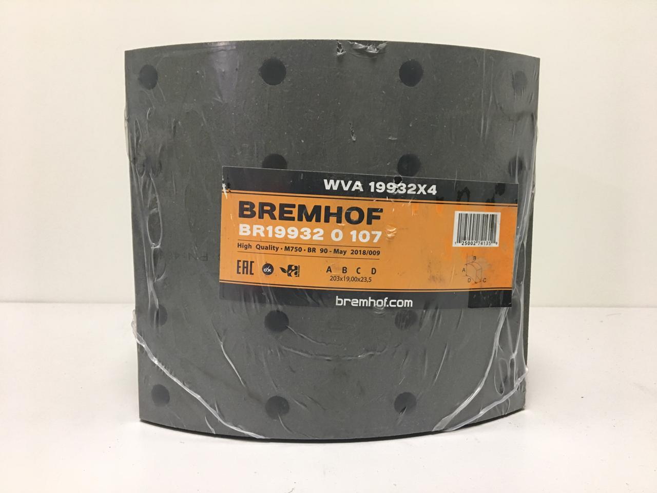 Купить 19932 0 107 HD ТОРМОЗНЫЕ НАКЛАДКИ (BREMHOF) (413x203/STD (64 отв ...